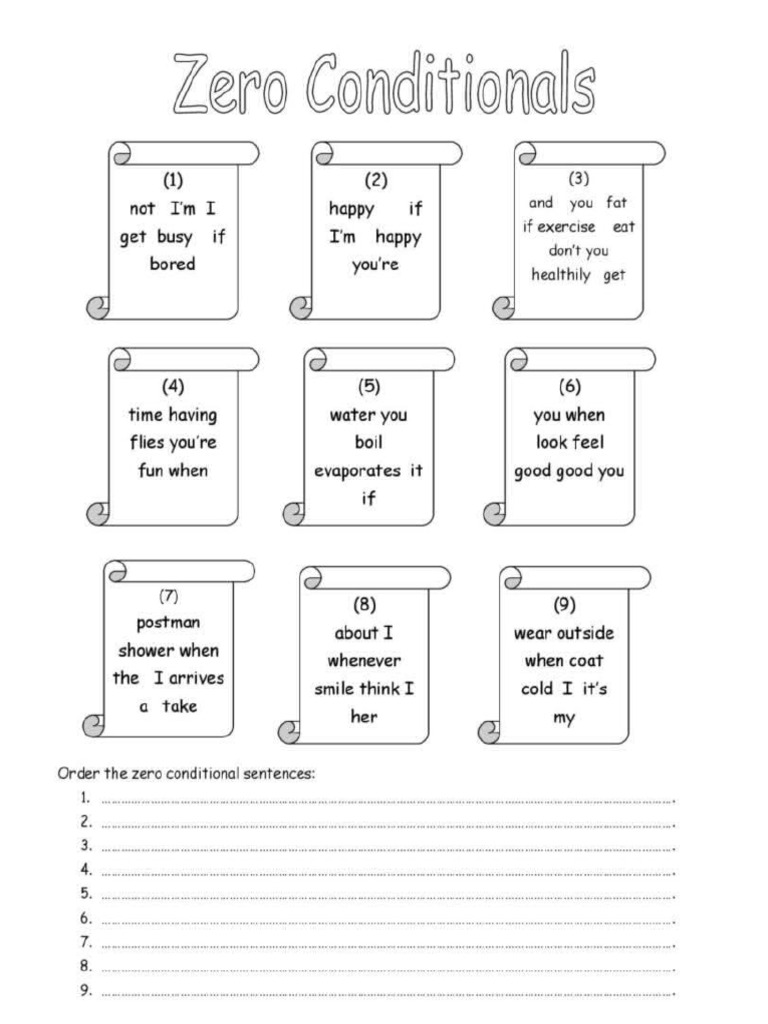 Zero Conditional Worksheet | PDF