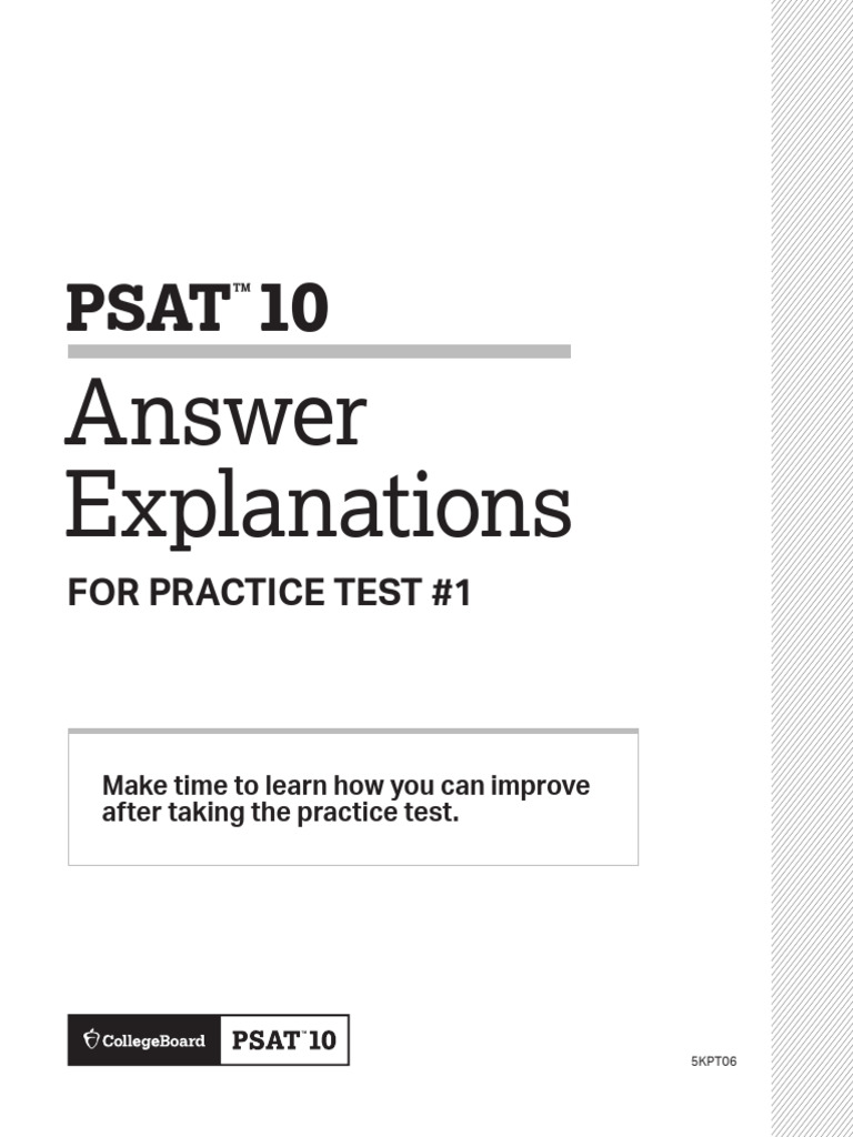 Psat 10 Practice Test 1 Answer Explanations | PDF | Emma (Novel ...