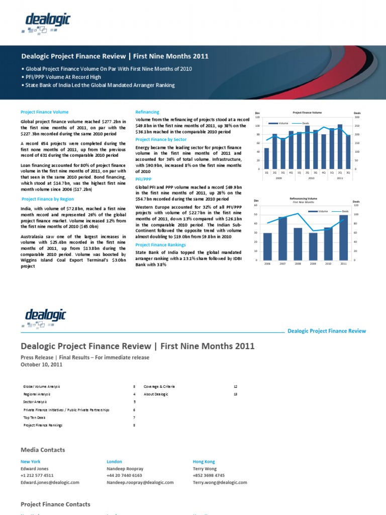 Dealogic Project Finance Review: First Nine Months 2011 | PDF | Public–Private Partnership ...