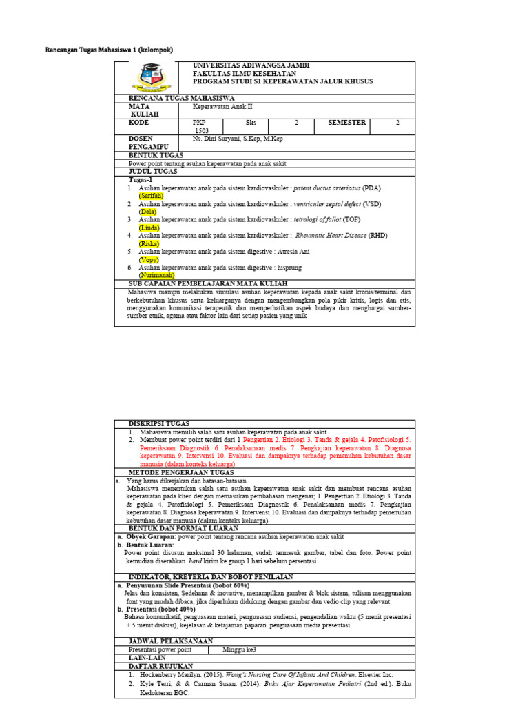 Rancangan Tugas Mahasiswa 1 | PDF