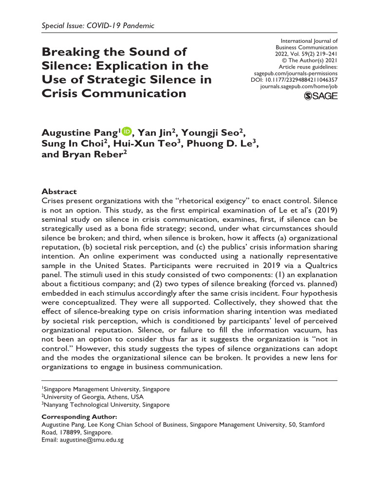 Breaking The Sound of Silence Explication in The Use of Strategic ...