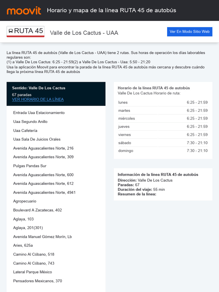 Ruta 45: Valle de Los Cactus - UAA | PDF | Transporte público | Transporte