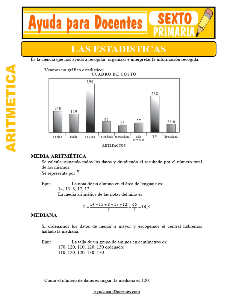 Las Estadisticas para Sexto de Primaria | PDF | Mediana