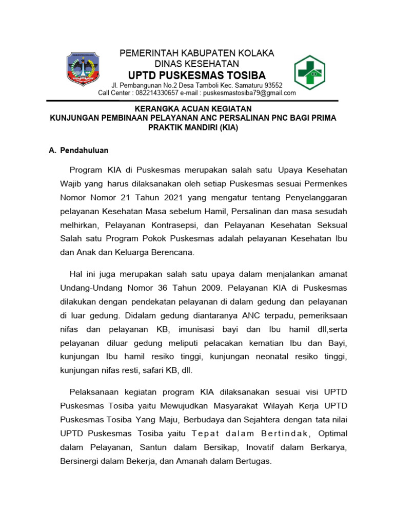 7 Kak Kunjungan Pembinaan Pelayanan Anc Persalinan PNC Bagi Prima Praktik Mandiri (Kia) | PDF ...