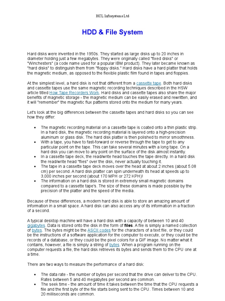 HDD & FILE SYSTEM | PDF | Hard Disk Drive | File System