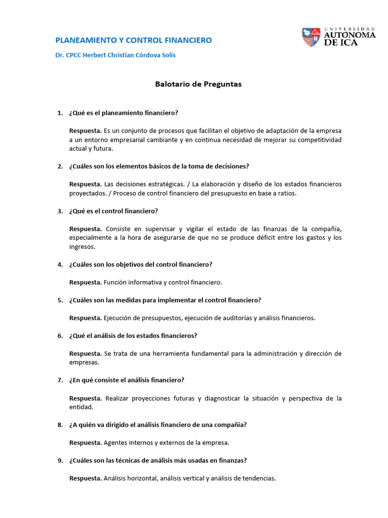 Guía de Planeamiento y Control Financiero | PDF | Presupuesto | Capital de trabajo