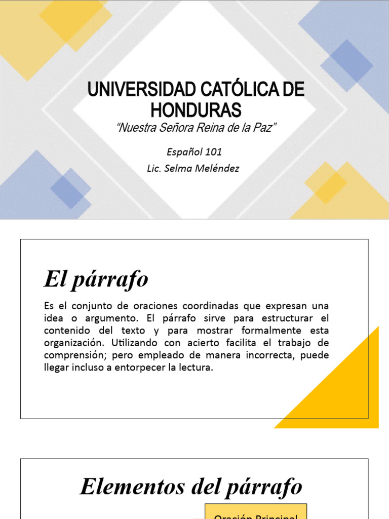 Elementos Del Parrafo | PDF | Oración (Lingüística) | Las emociones