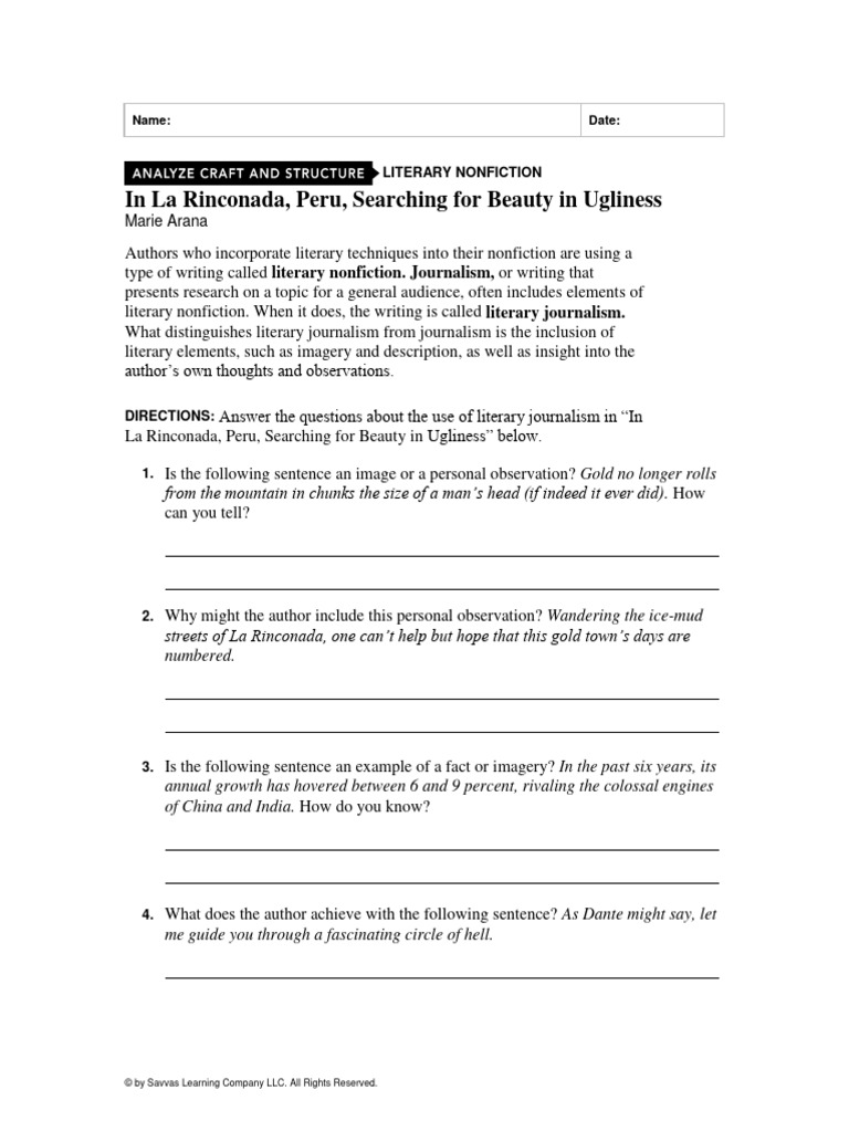 Beauty Amidst La Rinconada's Ugliness | PDF | Social Science | Classics