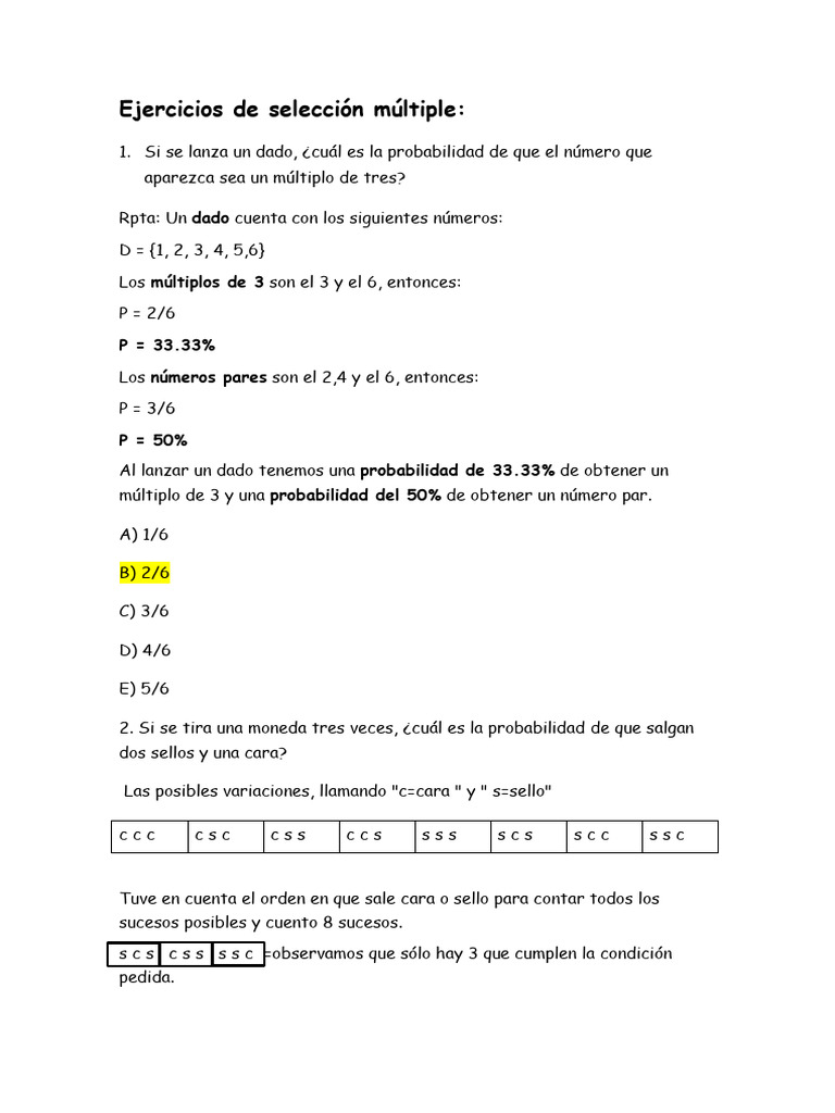 Ejercicios de Selección Múltiple | PDF | Probabilidad | Metrología