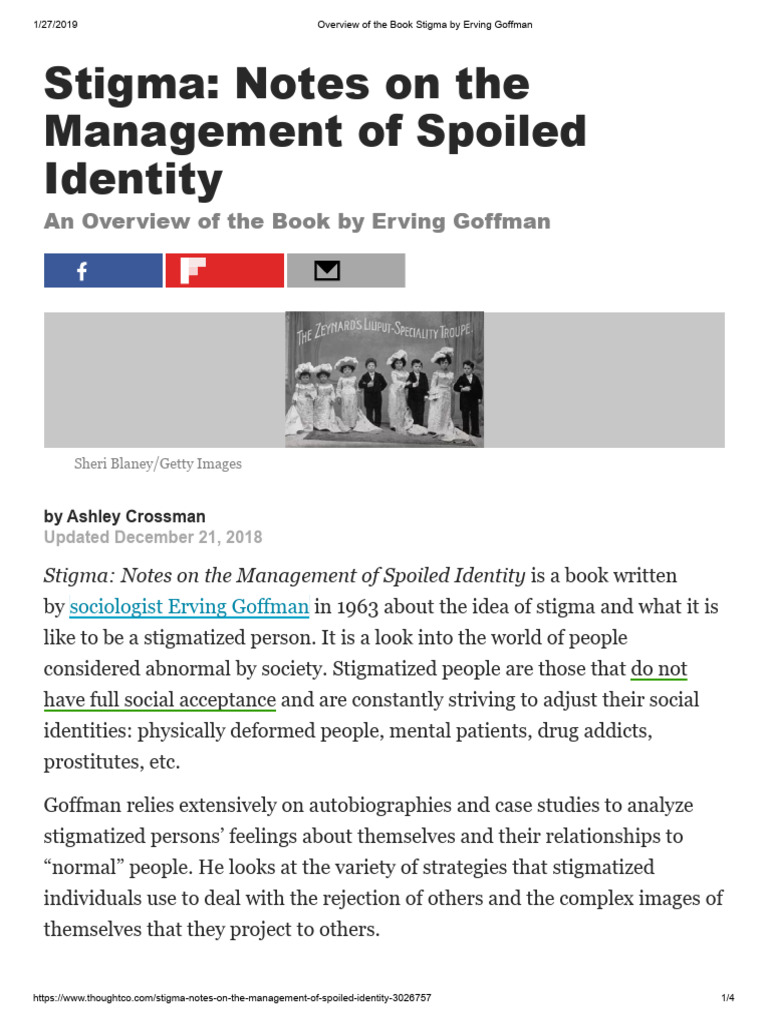 Goffman's Stigma: Identity Management Insights | PDF | Social Stigma ...
