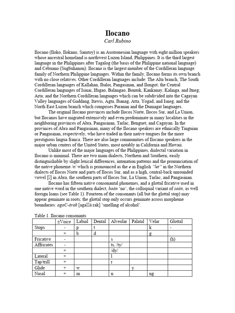 Ilocano ELL2 | PDF | Syllable | Phoneme
