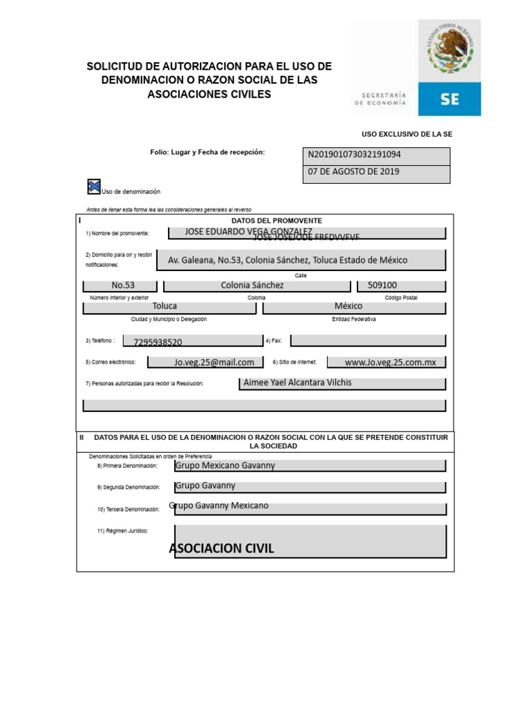Registro de Denominacion o Razon Social | PDF | México