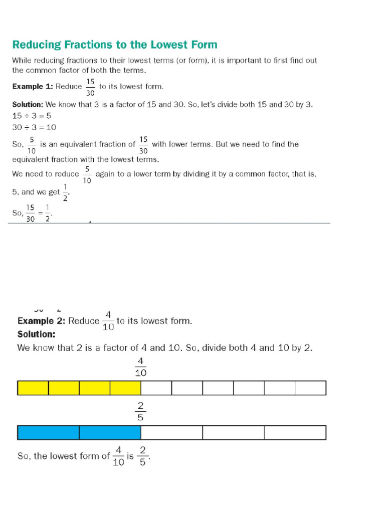 Reducing Fraction and Comparing Fraction | PDF