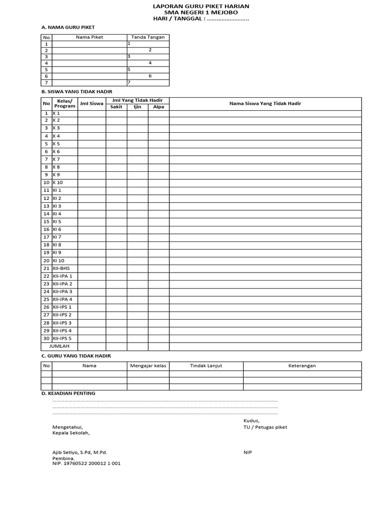 Absen Piket Harian | PDF