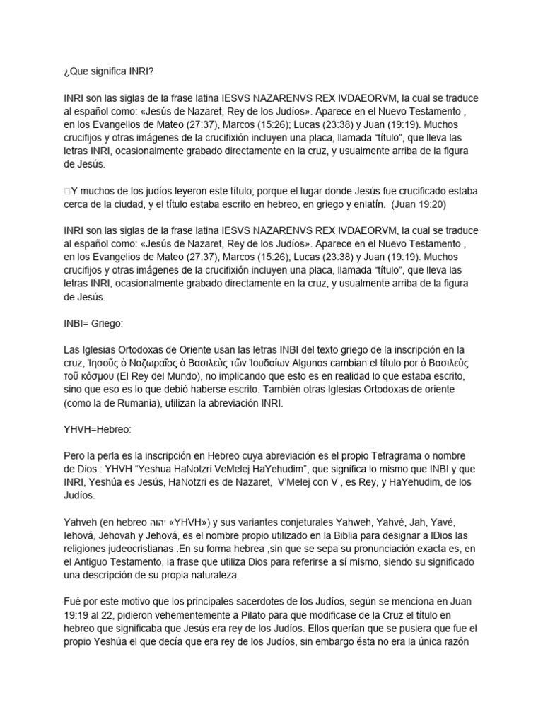 ¿Que Significa INRI | PDF | Jesús | Religiones abrahámicas