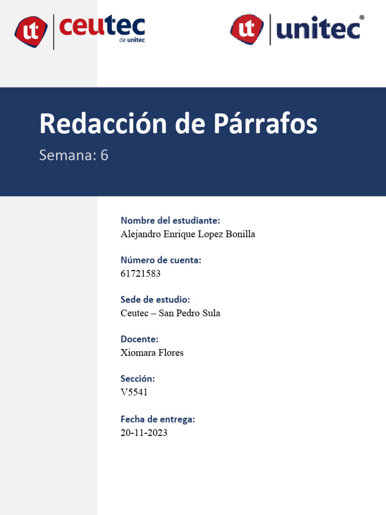S6 - Tarea 6.1 Redaccion de Parrafos | PDF | Crecimiento personal y profesional