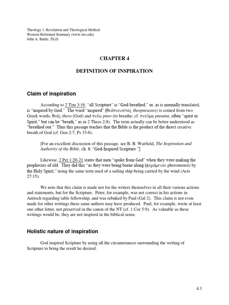 Chapter 4 Definition Inspiration | PDF | Revelation | Bible