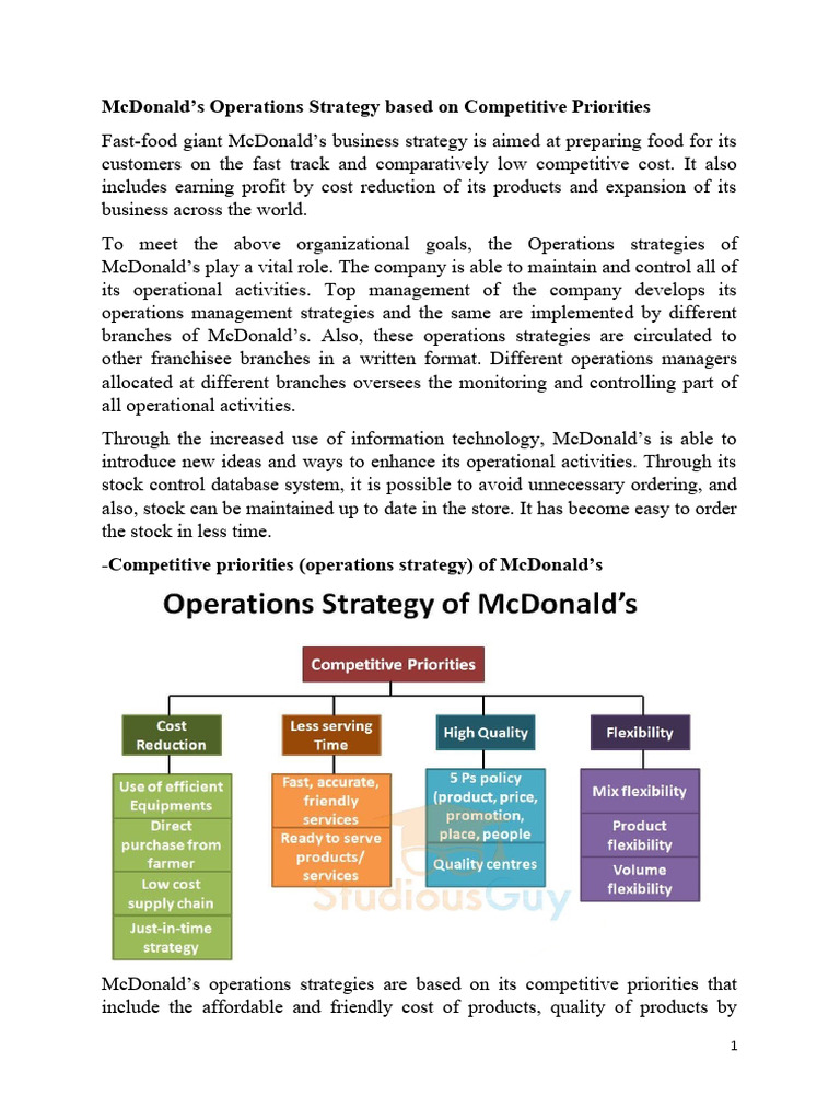 McDonald Case Study Operations Strategy | PDF | Mc Donald's | Supply Chain