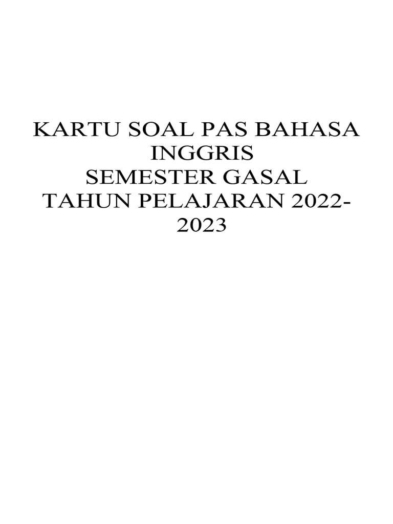 Kartu Soal Pas B.inggris Ganjil '22-23 | PDF | Vegetarianism | Addiction