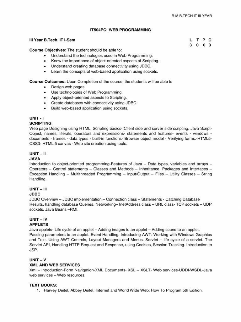 Web Programming Syllabus | PDF