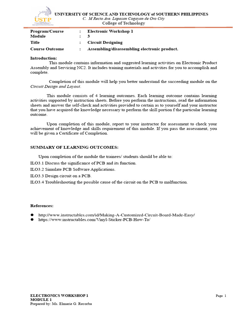 Topic 3 - Circuit Design | PDF | Printed Circuit Board | Electronic ...