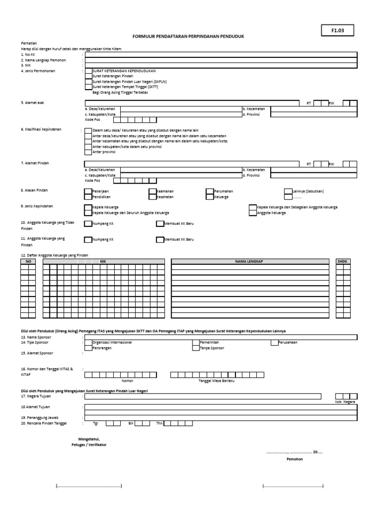 Formulir F-1.03 PDF | PDF