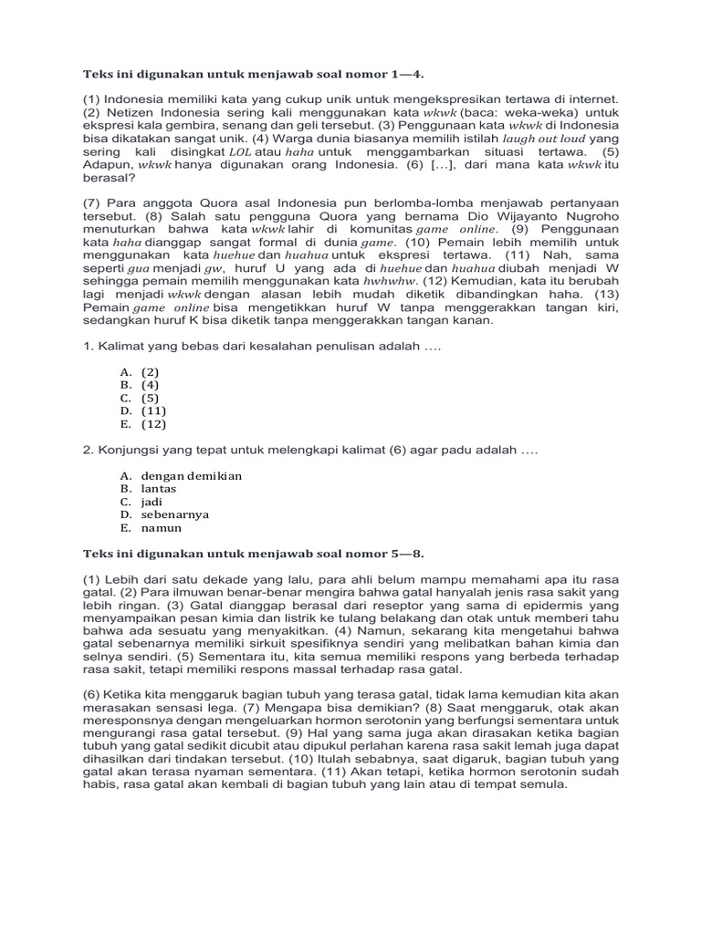 Soal Ruang Guru 1 | PDF | Seni & Disiplin Bahasa
