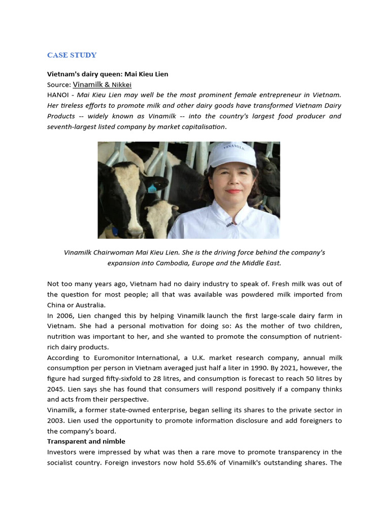 OB Tutorial Casestudy 7 | PDF | Vietnam | Milk
