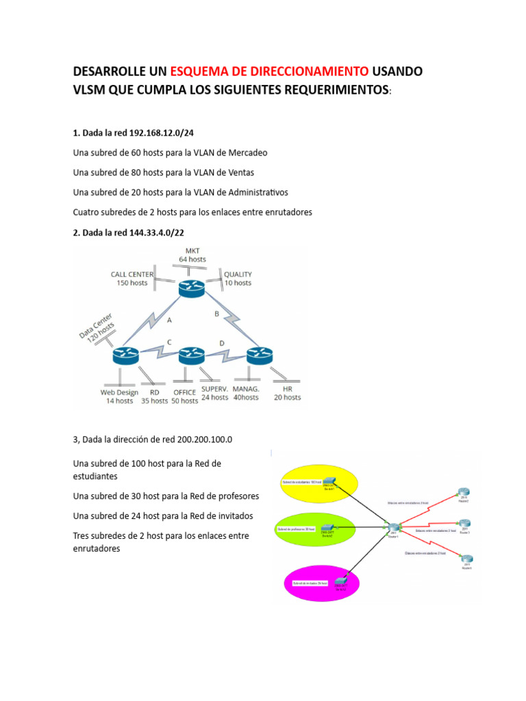 Practica de VLSM | PDF | Dirección IP | Arquitectura de internet