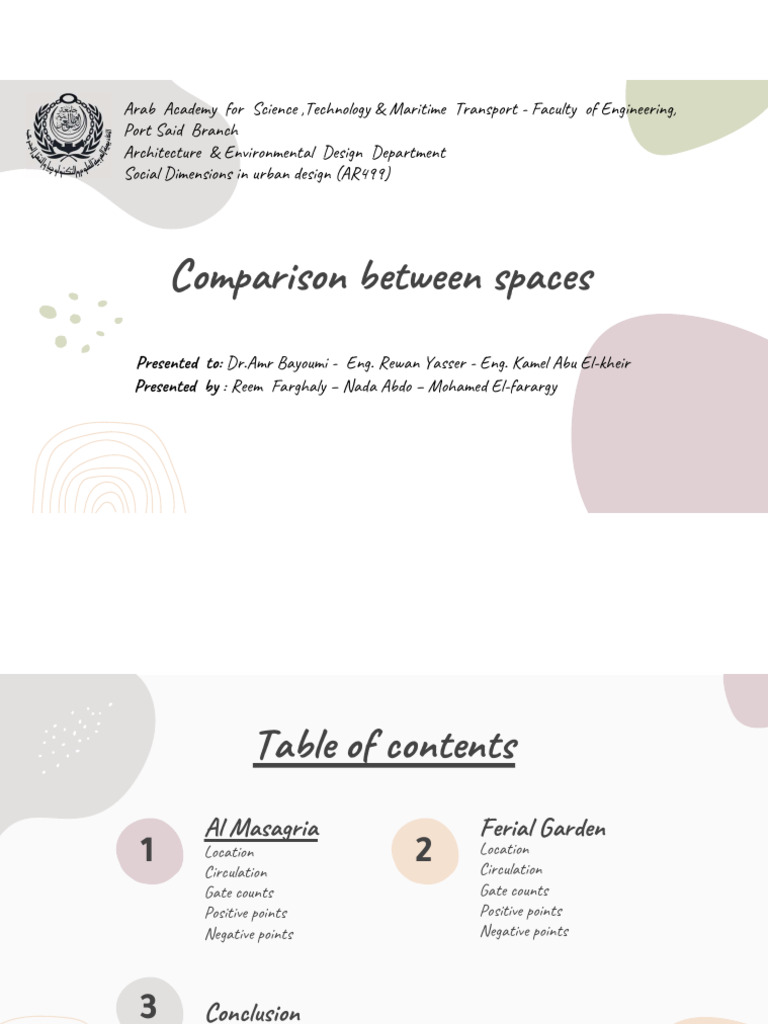 Comparison Between Open Spaces in Portsaid City - Egypt | PDF Comparison Between Open Spaces in Portsaid City - Egypt | PDF