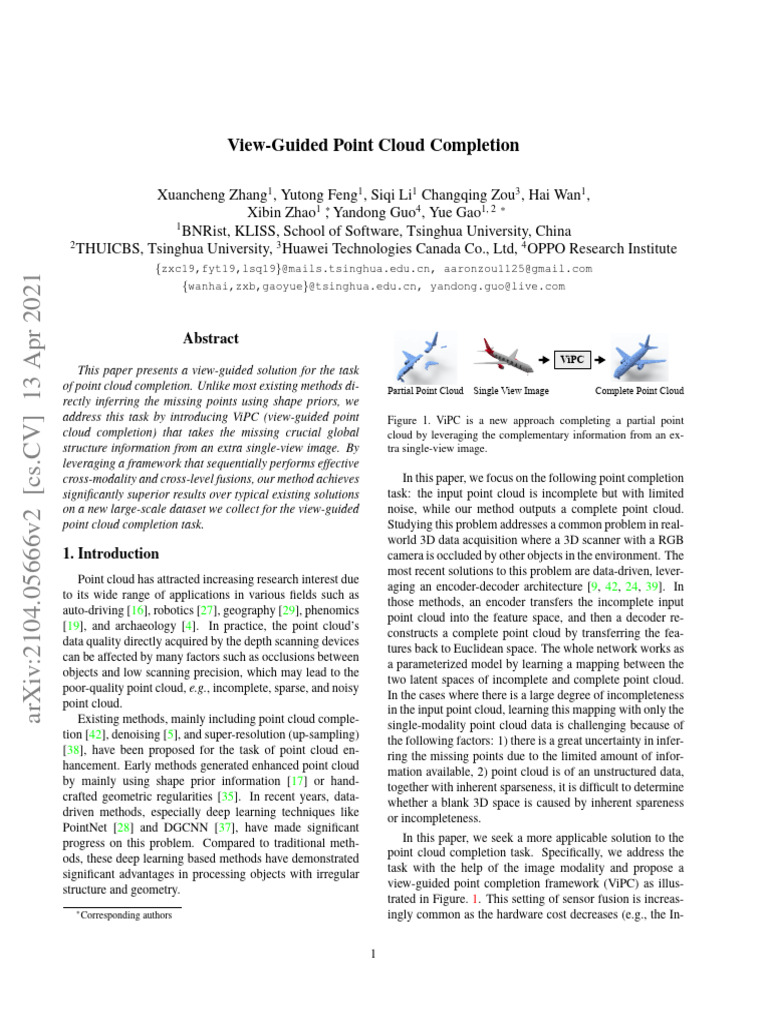 0.View-Guided Point Cloud Completion | PDF | Cloud Computing | Shape