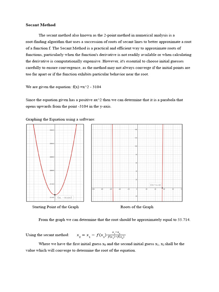 Secant Method | PDF | Numerical Analysis | Applied Mathematics Secant Method | PDF | Numerical Analysis | Applied Mathematics