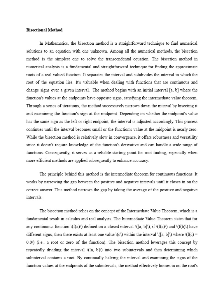 Bisectional Method | PDF | Algorithms | Mathematical Analysis