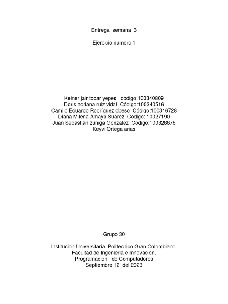 Ejercico 1 Programacion Grupo 30 | PDF | Java (lenguaje de programación ... Ejercico 1 Programacion Grupo 30 | PDF | Java (lenguaje de programación ...