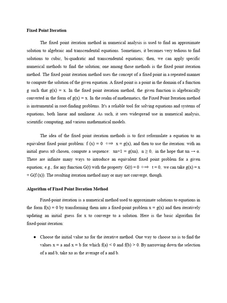 Fixed Point Iteration | PDF | Equations | Numerical Analysis