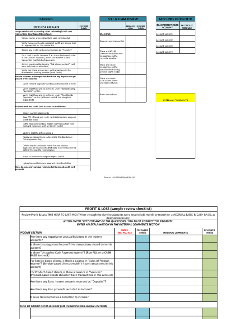 Excerpt of Bookkeeping Review Checklist | PDF | Income Statement ...