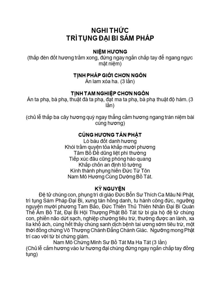 Nghi Thuc Tri Tung Dai Bi Sam Phap | PDF