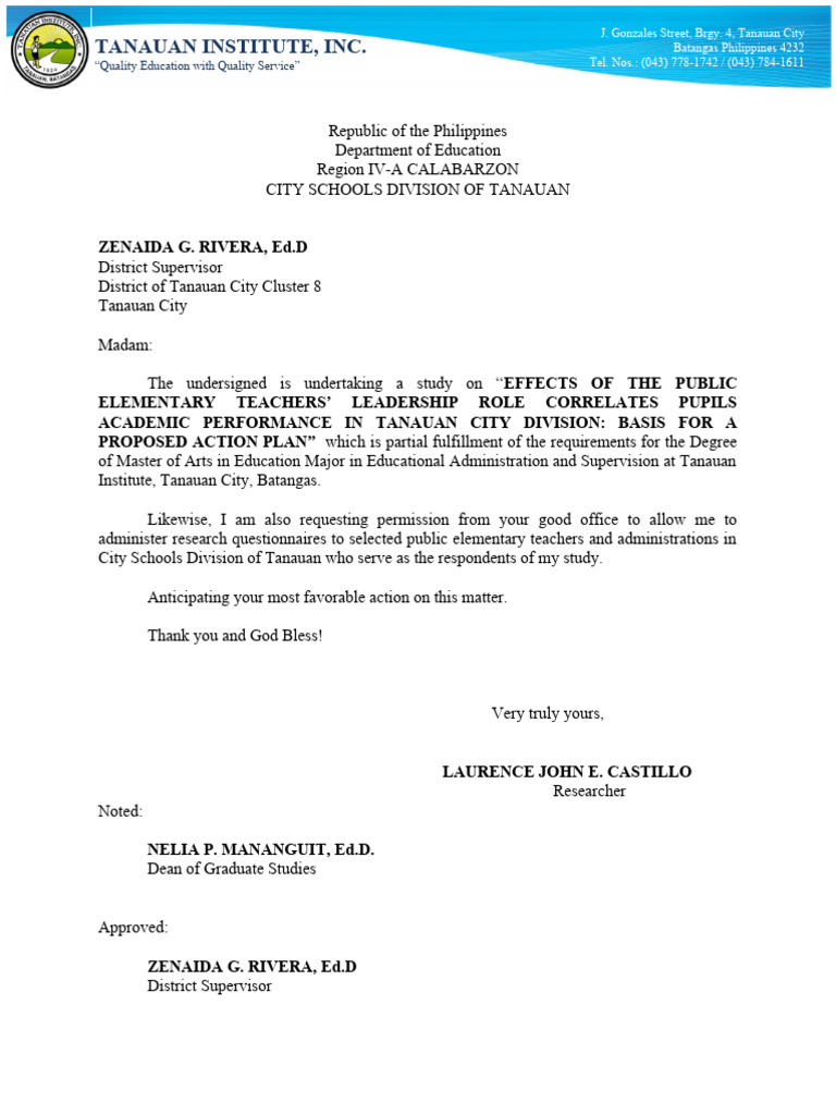 Letter For Thesis | PDF | Qualifications | Vocational Education