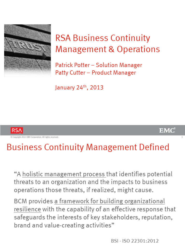 EMC - A373605 - RSA Business Continuity Management Operations Webcast 1 ...
