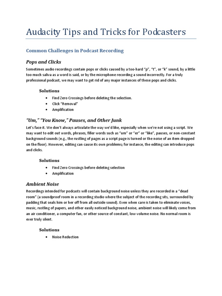 Audacity Tips and Tricks For Podcasters: Common Challenges in Podcast ...