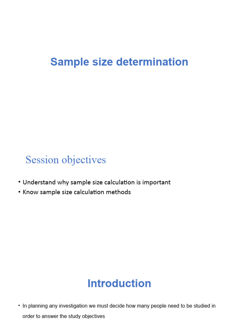 L5 Sample Size Calculation | Download Free PDF | Sample Size Determination | Sampling (Statistics)