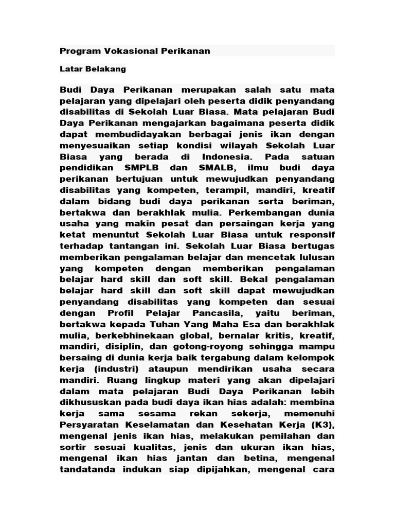 Program Vokasional Perikanan | PDF