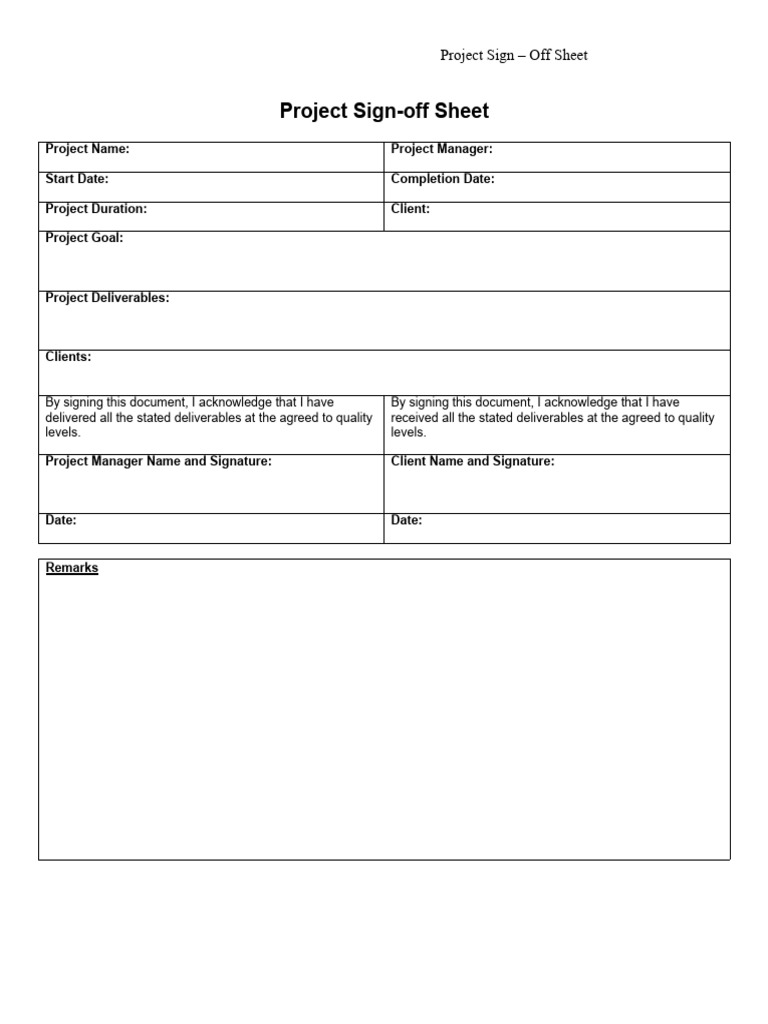 Project Sign-Off Template | PDF | Art