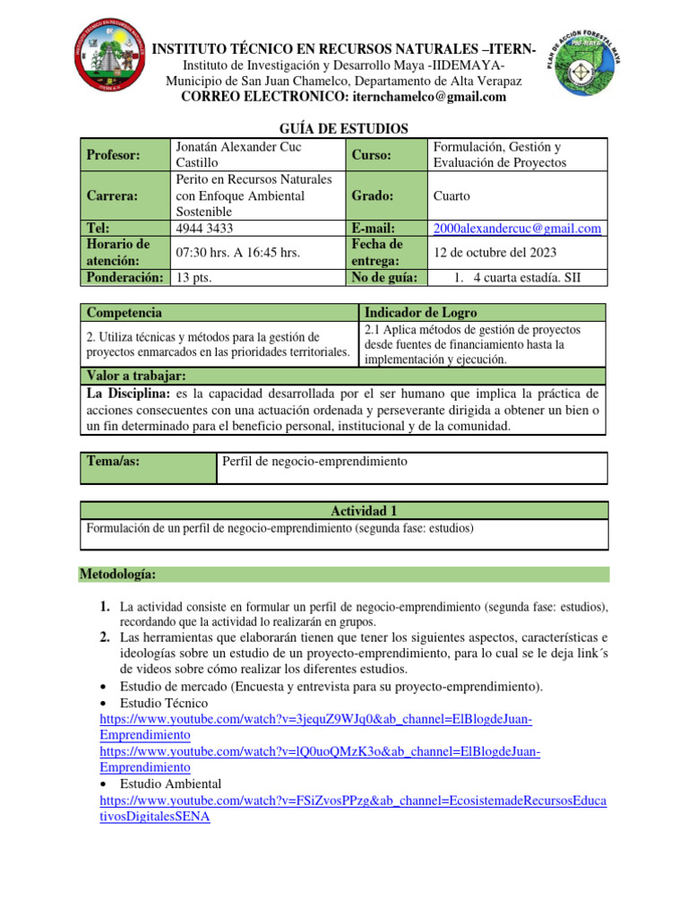 GUIA DE ESTUDIOS -4to. PRNEAS- Formulación, Gestion de Proyectos | PDF | Gestión de proyectos ...