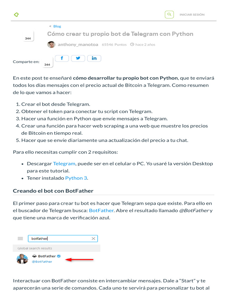 Cómo Crear Tu Propio Bot de Telegram Con Python | PDF | Internet Bot ...