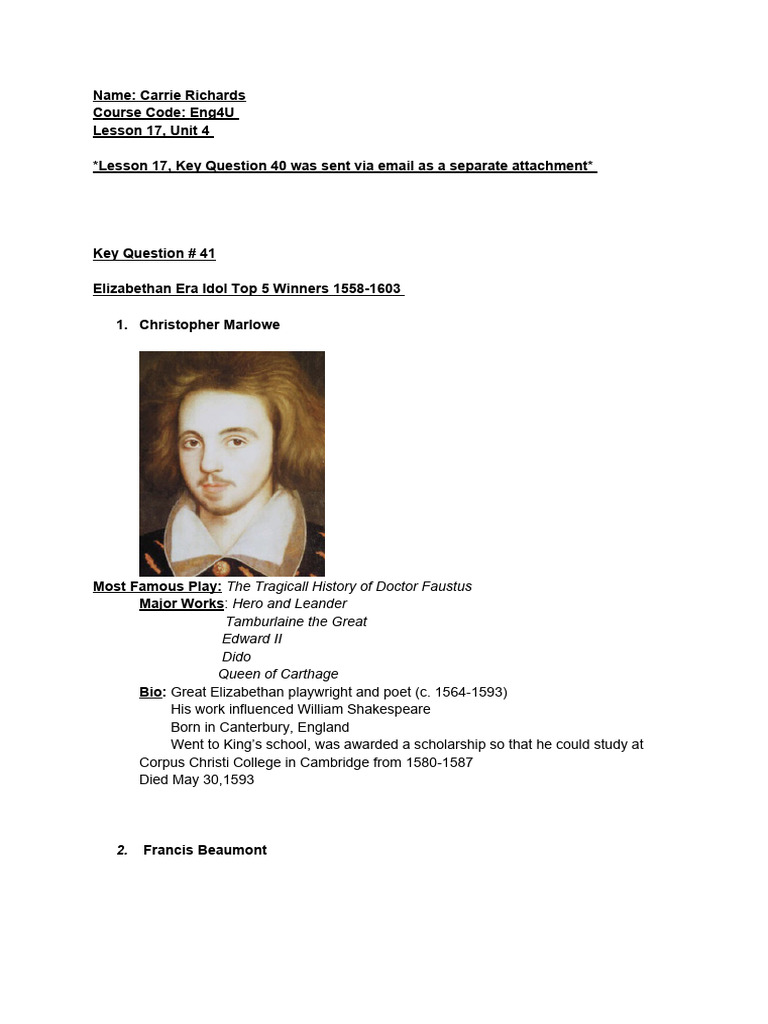 Lesson 17, Unit 4, ENG4U, Carrie Richards | PDF | Macbeth | Julius Caesar