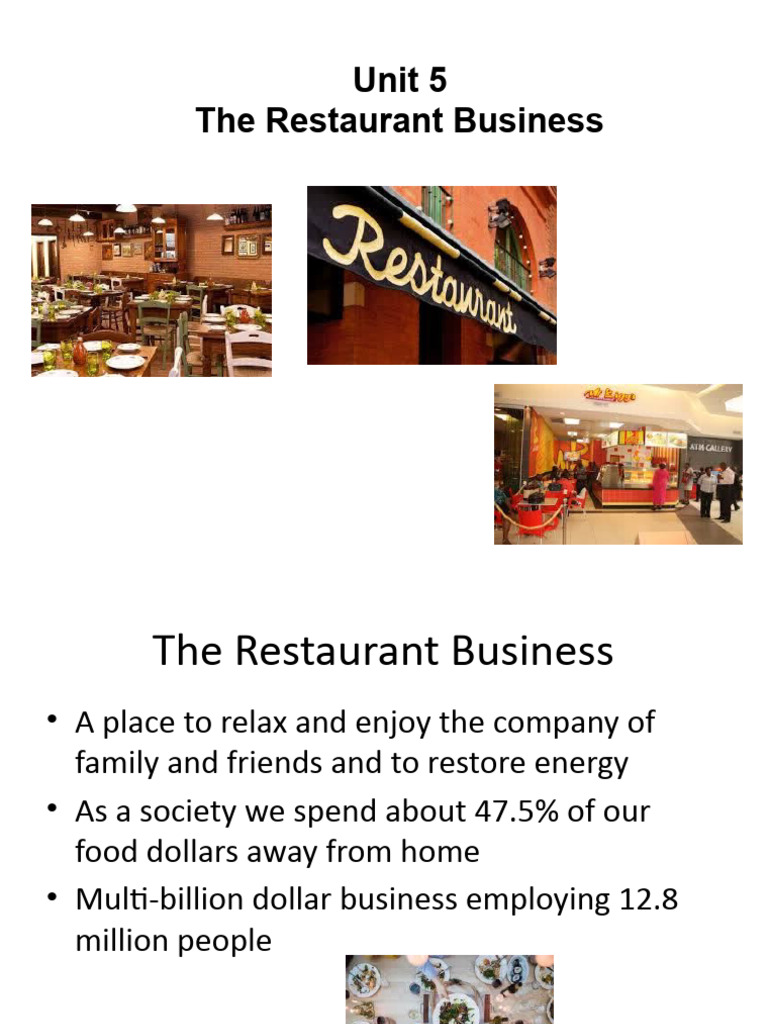 Unit 4 The Restaurant Business | PDF | Menu | Hamburgers