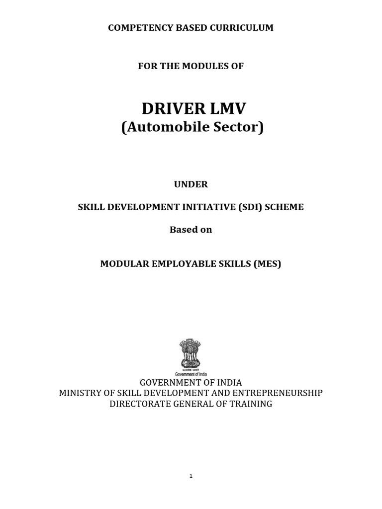 Syllabus Driver-LMV | PDF | Manual Transmission | Traffic