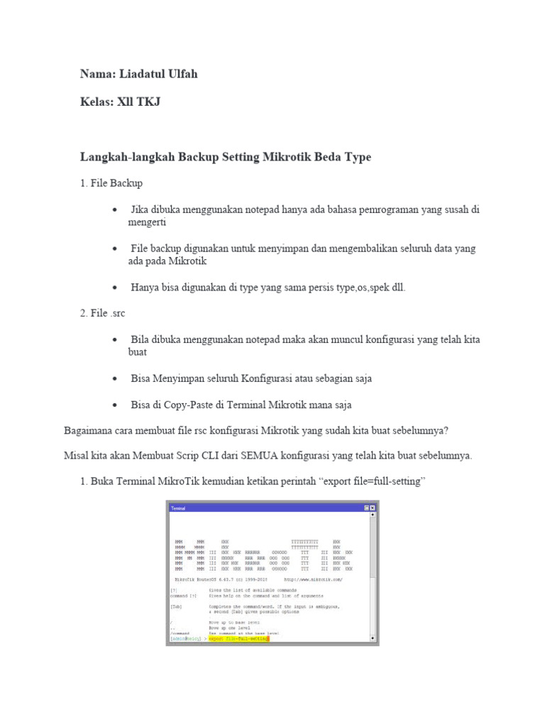 Lia (Setting Mikrotik Beda Type) | PDF | Sains & Matematika | Komputer