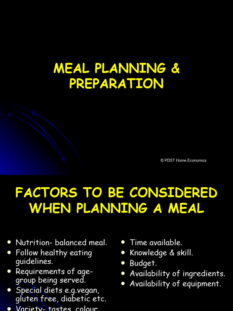 Meal Planning Factors and Techniques | PDF | Cooking | Roasting